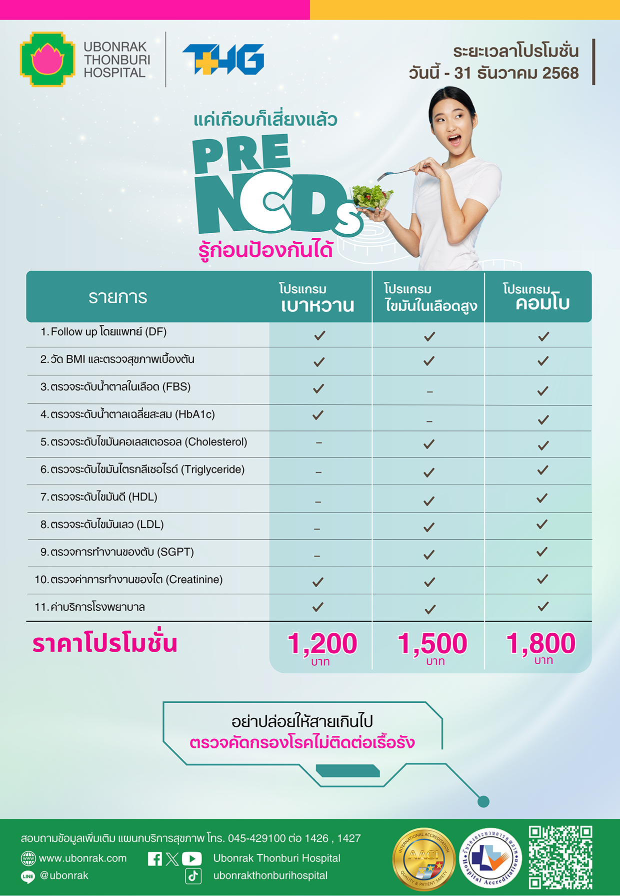 แพ็คเกจ - โรงพยาบาลอุบลรักษ์ ธนบุรี